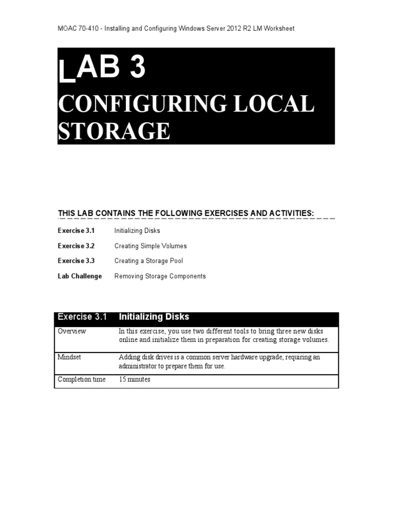 70-410 R2 LM Worksheet Lab 03 | PDF | Hard Disk Drive | Disk Storage