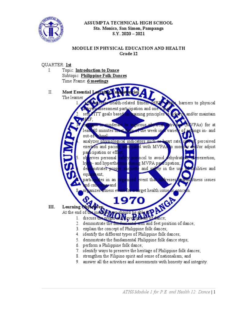 PE-12-Module-1-Final Intro-to-Dance-and-Folk-Dance | PDF | Dances ...