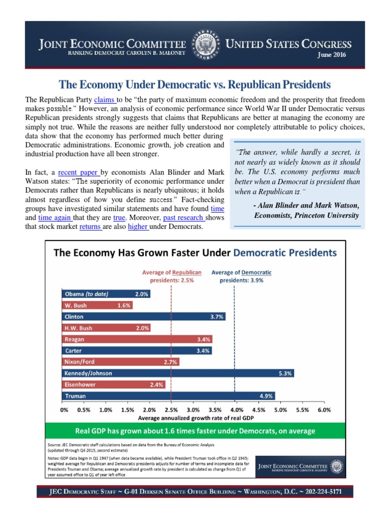 Economic Performance: Democrats vs. Republicans | PDF | Economic Growth ...