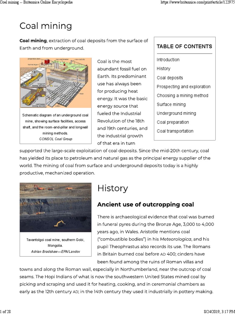 Coal Mining Britinica | PDF | Coal Mining | Encyclopædia Britannica