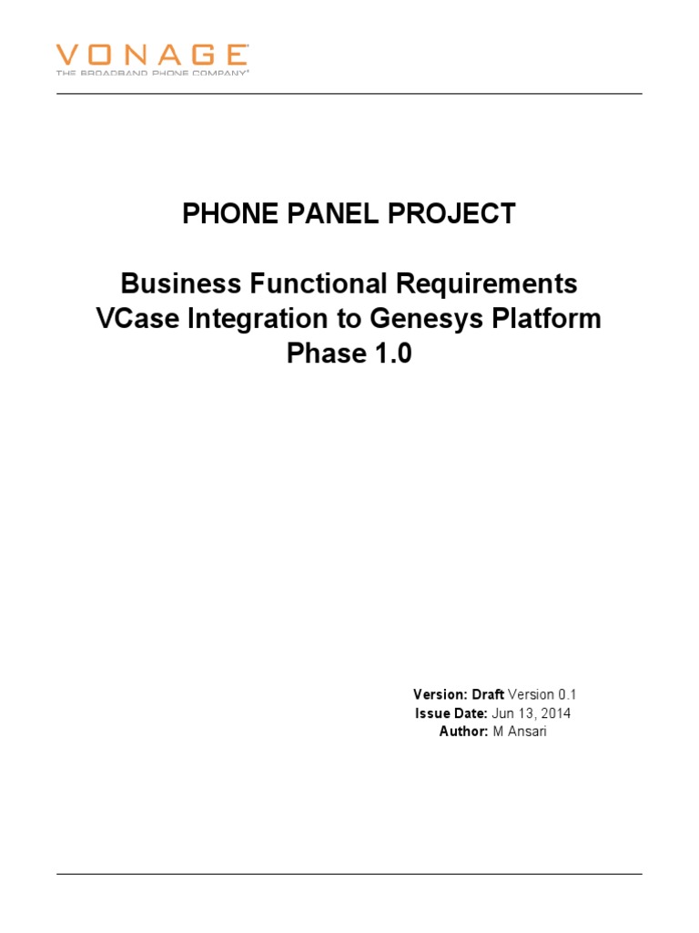 VCase Genesys Phone Panel Phase 1 | PDF | Call Centre | Server (Computing)