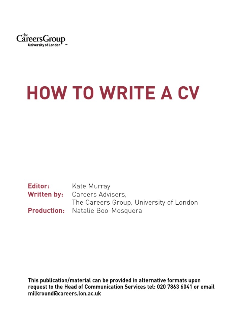 How To Write A CV | PDF