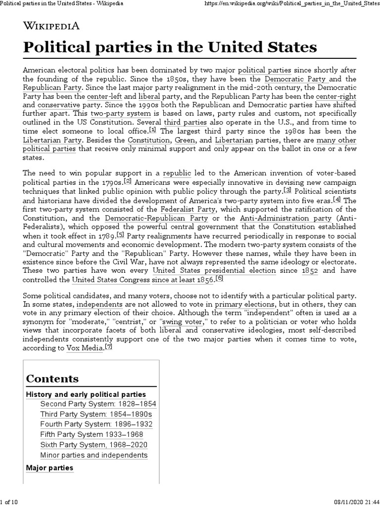 Political Parties in The United States | PDF | Republican Party (United ...