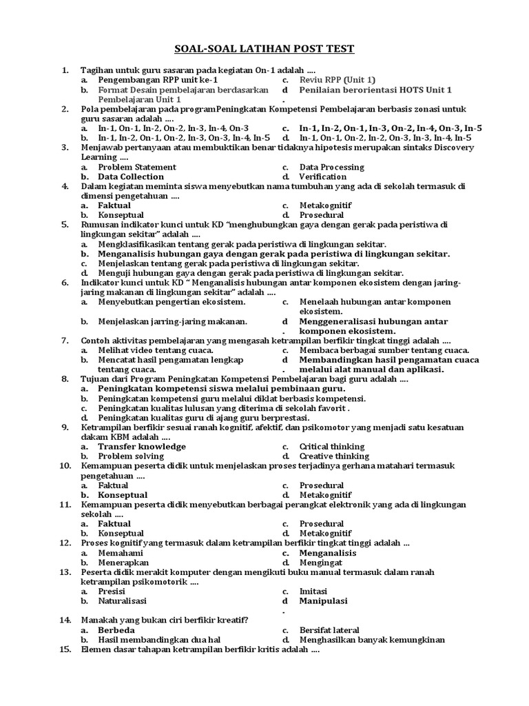 Contoh Soal Post Test | PDF