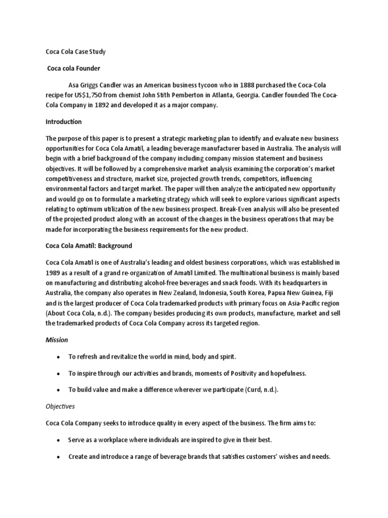 Coca Cola Case Study | PDF | Coca Cola | Business Economics
