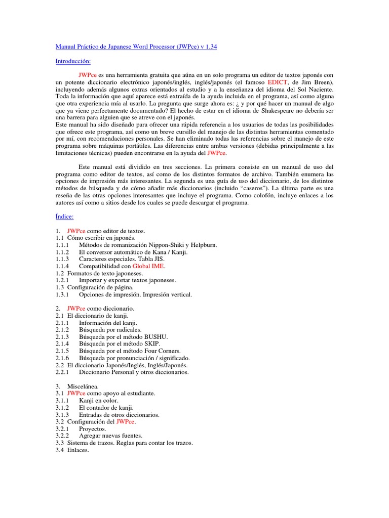 Manual JWPce | PDF | Sistema de escritura japonesa | Comunicación escrita
