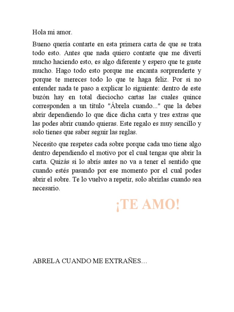 Cartas Abreme Cuando | PDF | Amor