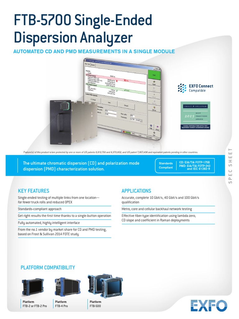 FTB-5700 Single-Ended Dispersion Analyzer: Automated CD and PMD ...