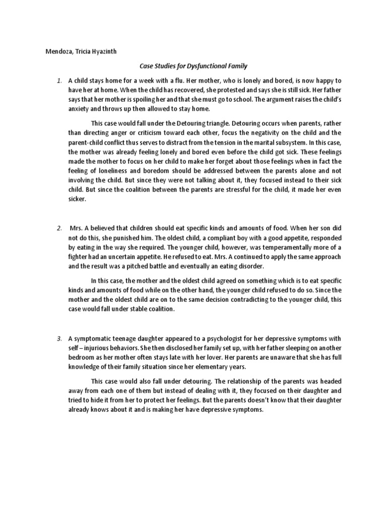 Case Studies For Dysfunctional Family | PDF | Psychiatry | Mental Health