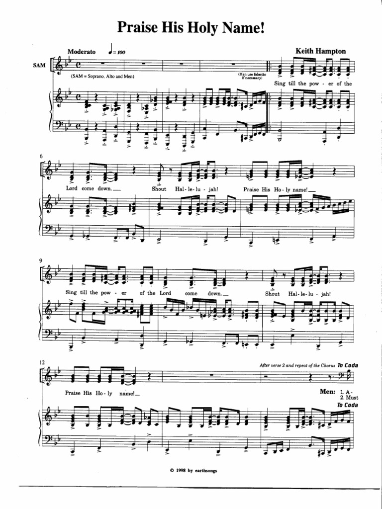 Praise His Holy Name Lyrics | PDF | Vocal Music | Choral Music