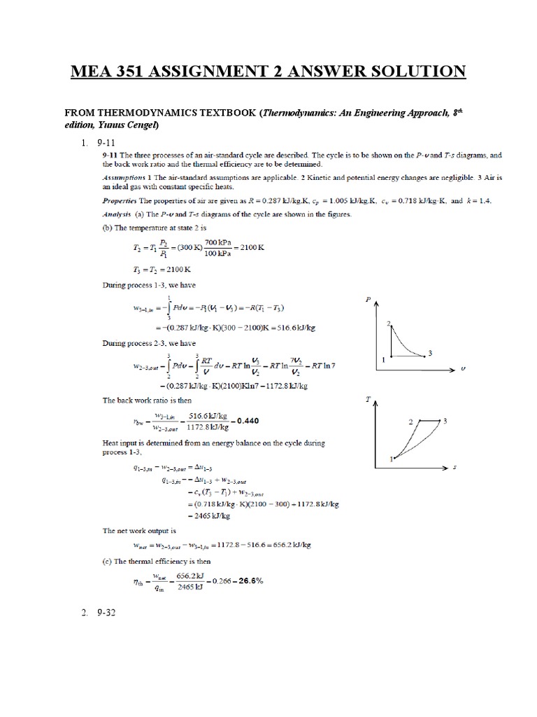 Mea 351 Assignment 2 Answer Solution | PDF