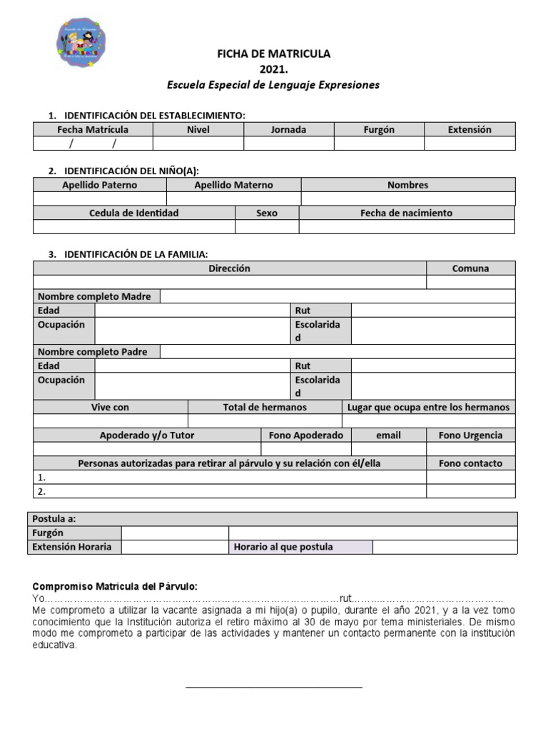 Ficha de Matrícula 2021 | PDF