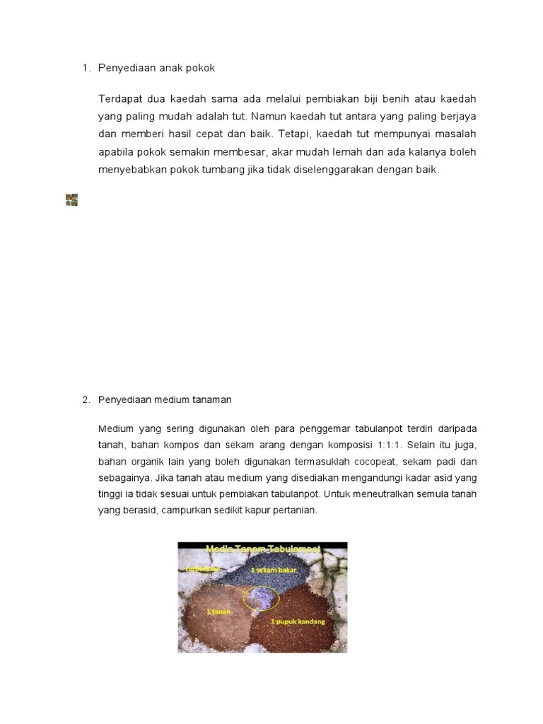 Tutorial Lamgkah Penanaman Dalam Pasu | PDF