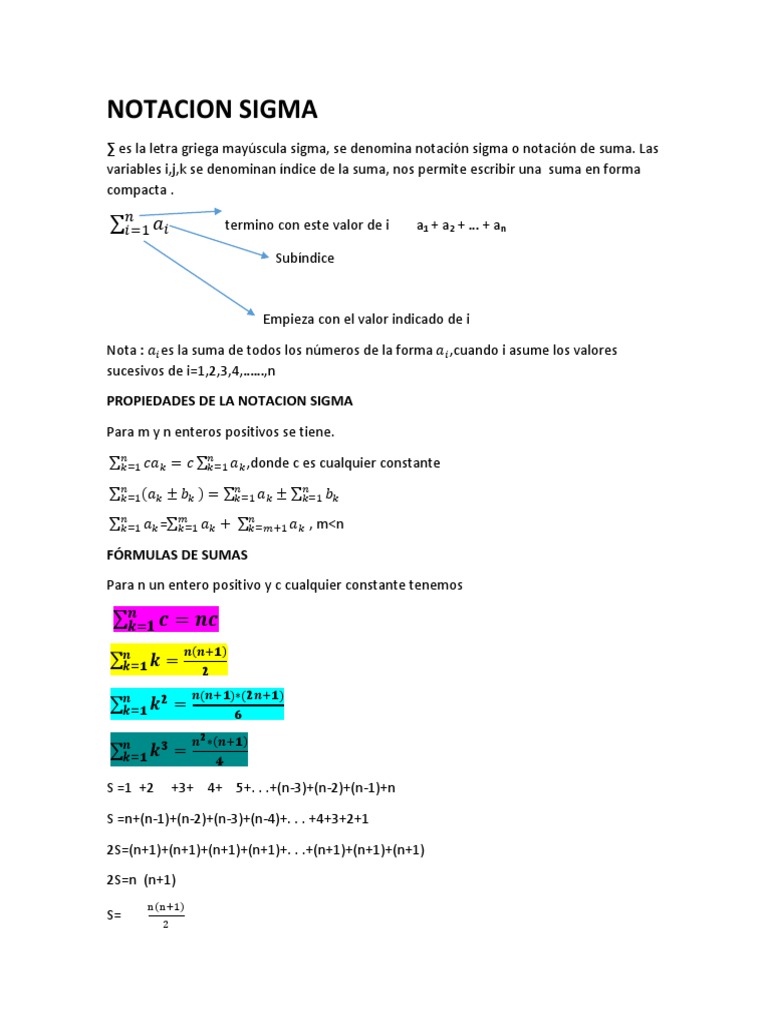Calculo II 2. Clase NOTACION SIGMA | PDF | Entero | Matemática Elemental