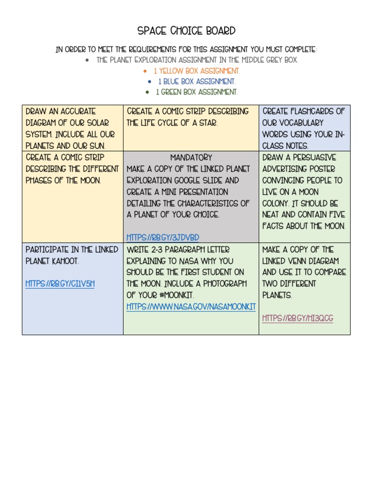 Space Exploration Assignment Guide | PDF | Science & Mathematics ...