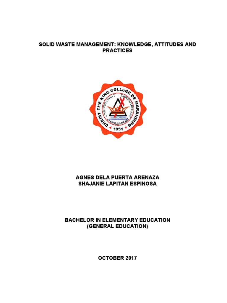 Solid Waste Management: Knowledge, Attitudes and Practices | PDF ...