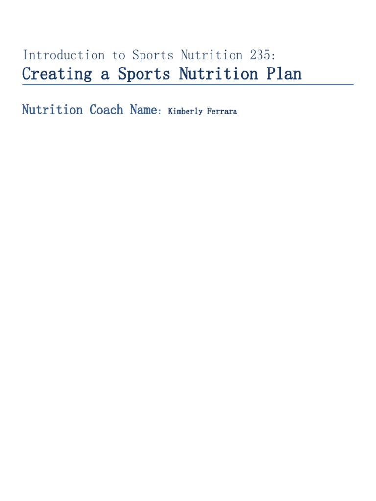 Creating A Sports Nutrition Plan | PDF | Dietary Supplements | Strength ...