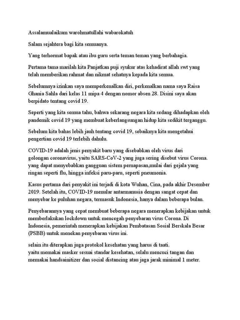 Teks Pidato Covid | PDF