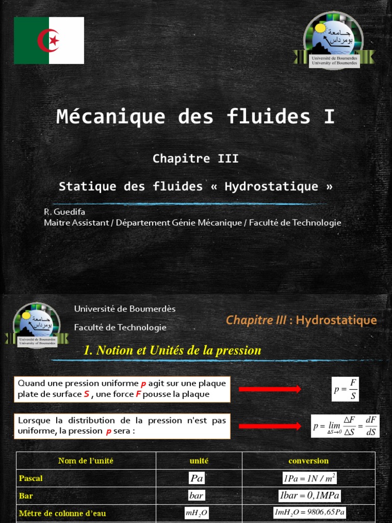 CH 03 Hydrostatique | PDF | Pression | Mécanique newtonienne