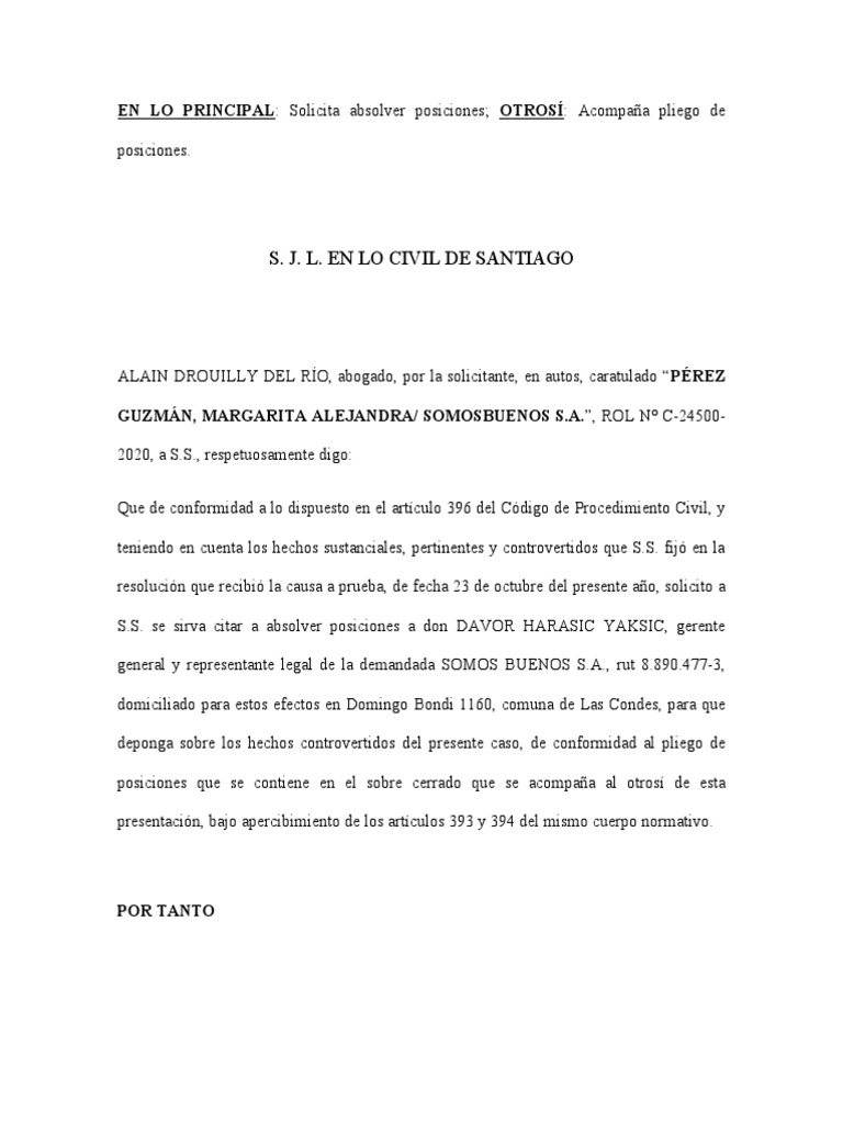 Solicitud de Absolver Posiciones | PDF | Gobierno | Justicia