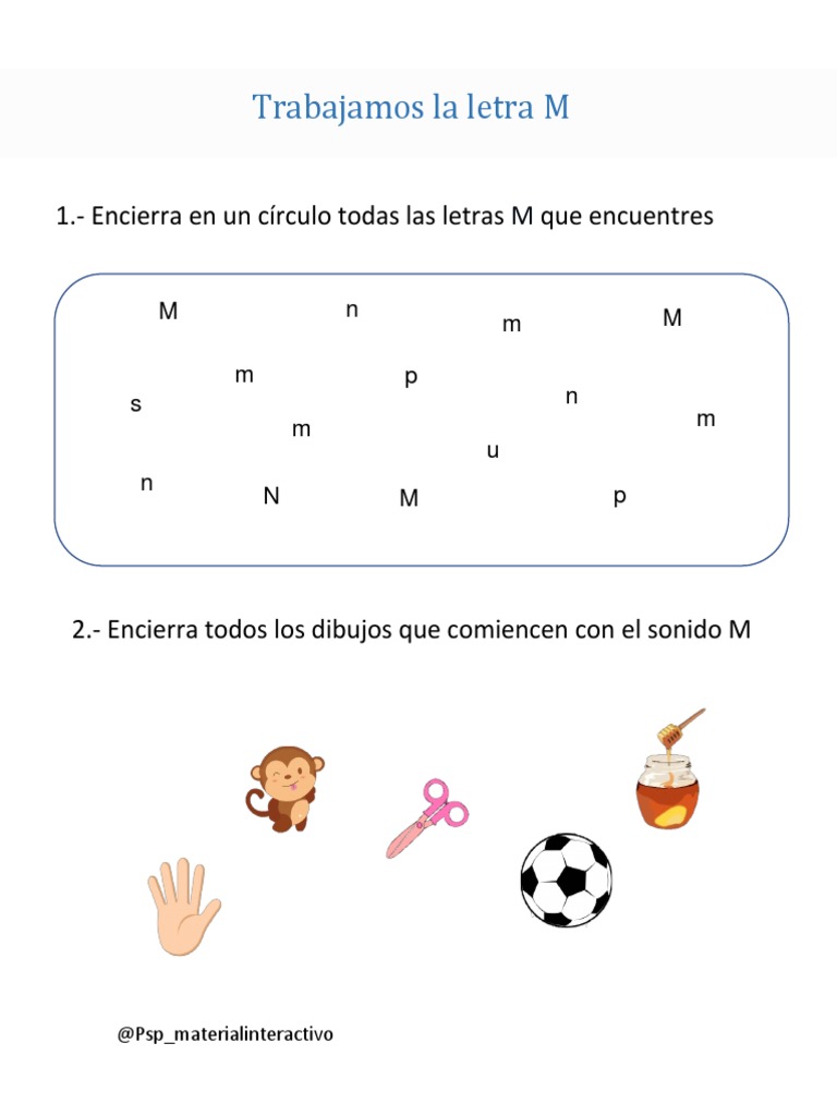 Trabajamos La Letra M: 1.-Encierra en Un Círculo Todas Las Letras Que ...