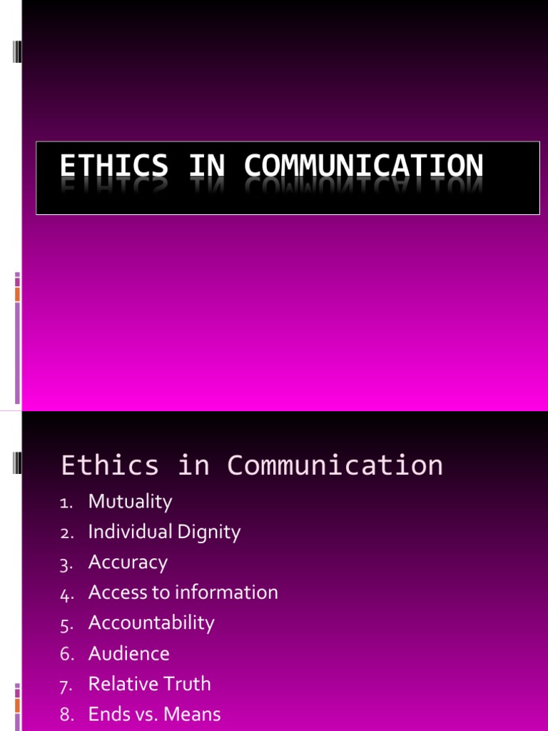 Key Principles of Communication Ethics | PDF