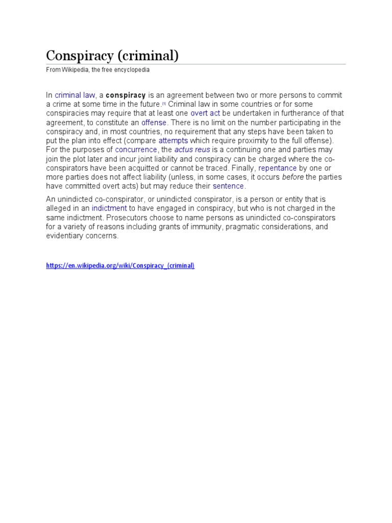 Understanding Criminal Conspiracy Law | PDF | Politics | Law