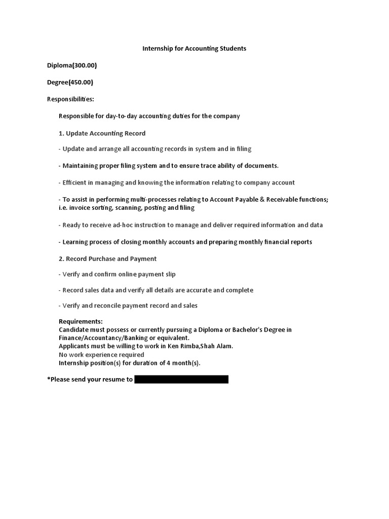 Contoh Iklan Internship Untuk Accounting Students | PDF | Accounts ...