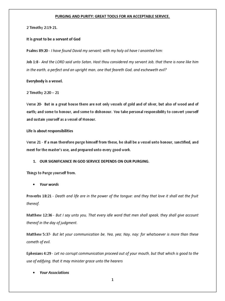 PURGING AND PURITY - Great Tools For An Acceptable Service-1 | PDF ...