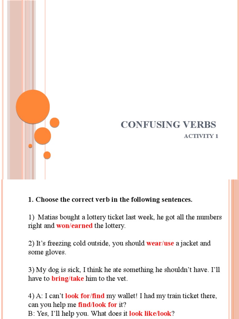 Confusing Verbs Practice | PDF