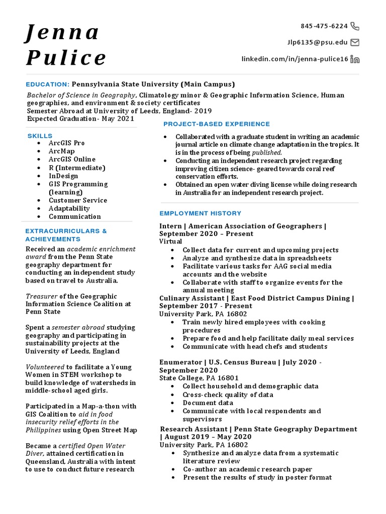 Updated Resume | PDF | Pennsylvania State University | Geography