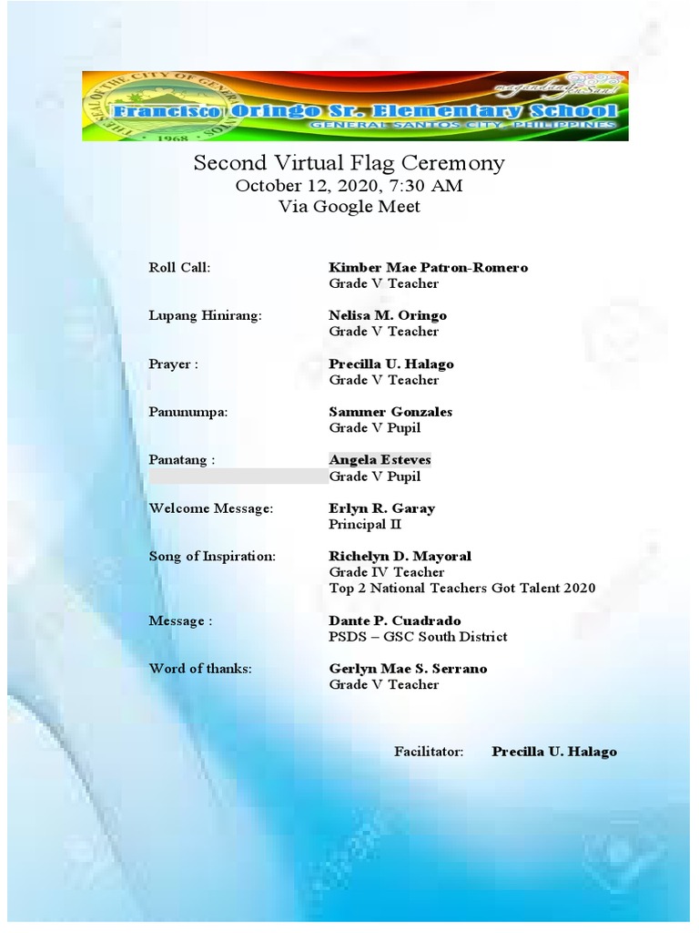 Second Virtual Flag Ceremony | PDF