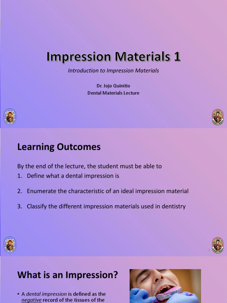 Classification of Dental Impression Materials | PDF | Dentistry | Mouth