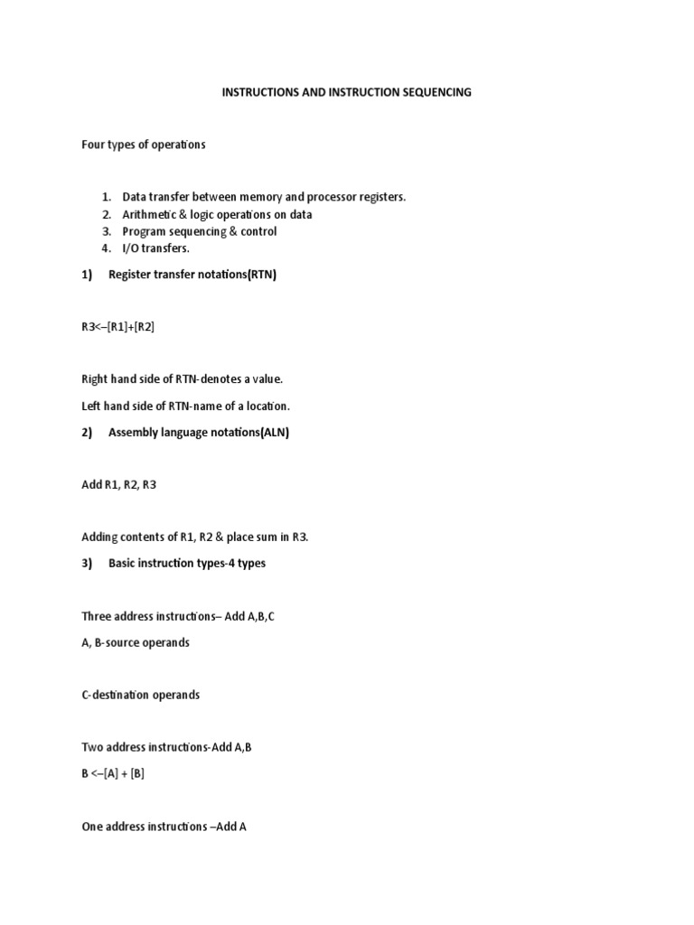 Instructionand Instruction Sequencing Pdf