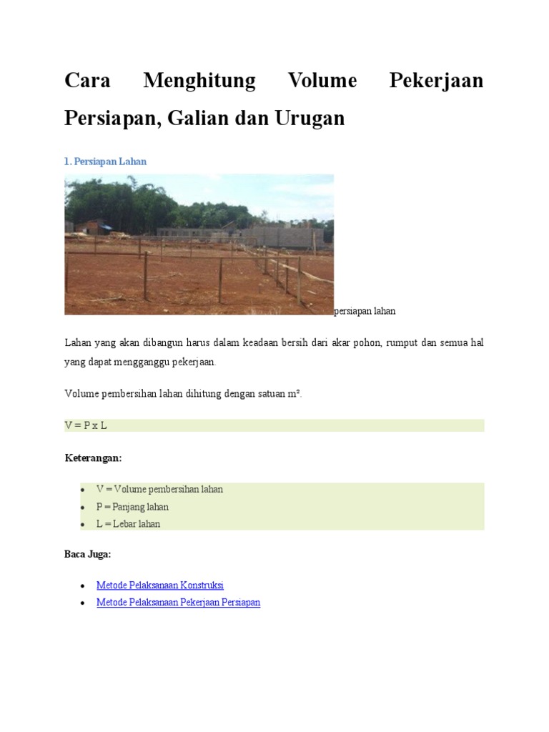 Menghitung Volume Pekerjaan Konstruksi | PDF