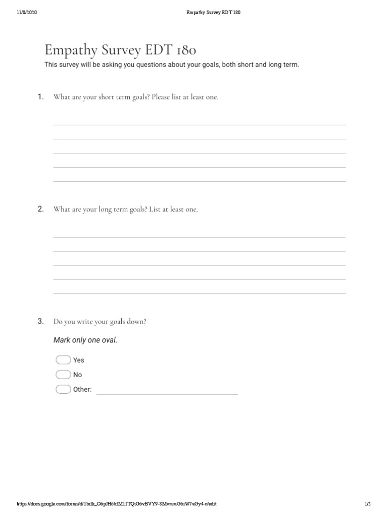 Empathy Survey Edt 180 - Google Forms | PDF