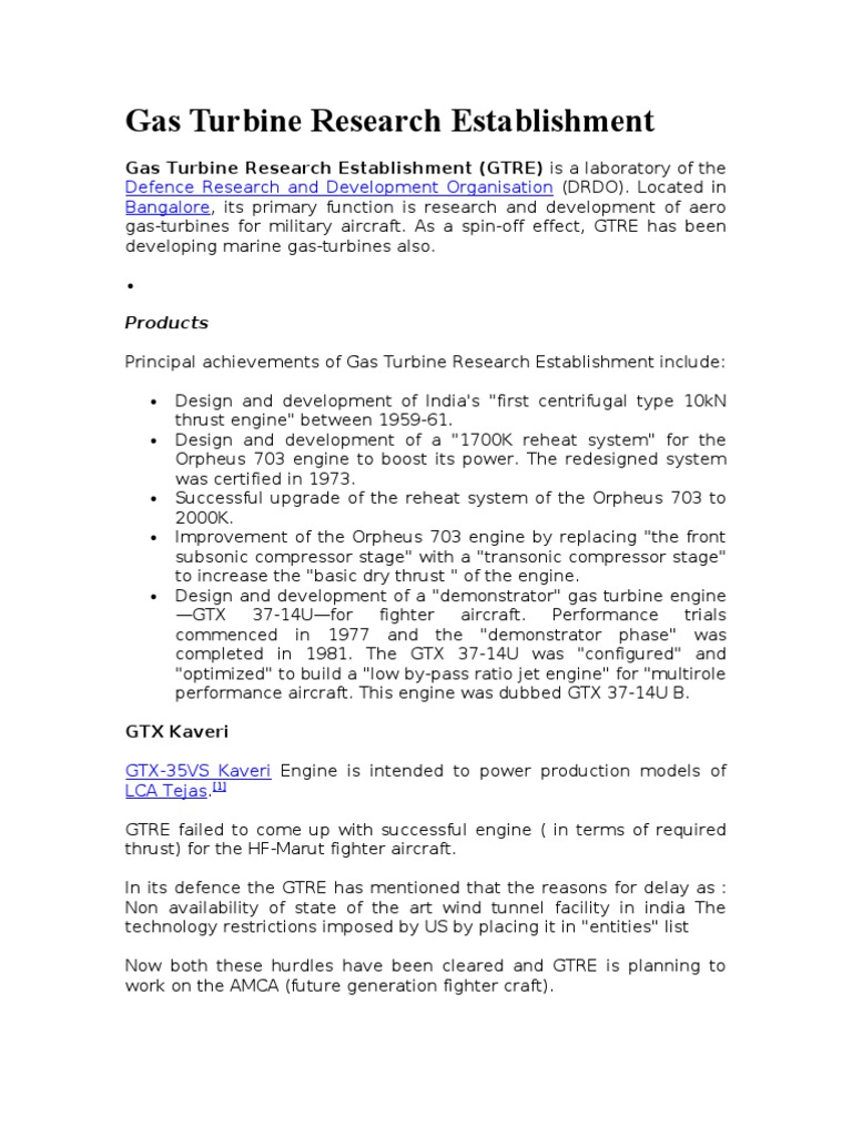 Overview of GTRE and Its Achievements | PDF | Engines | Vehicles