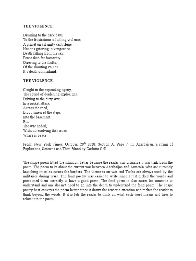 A Poem Capturing the Horrors and Senselessness of War | PDF