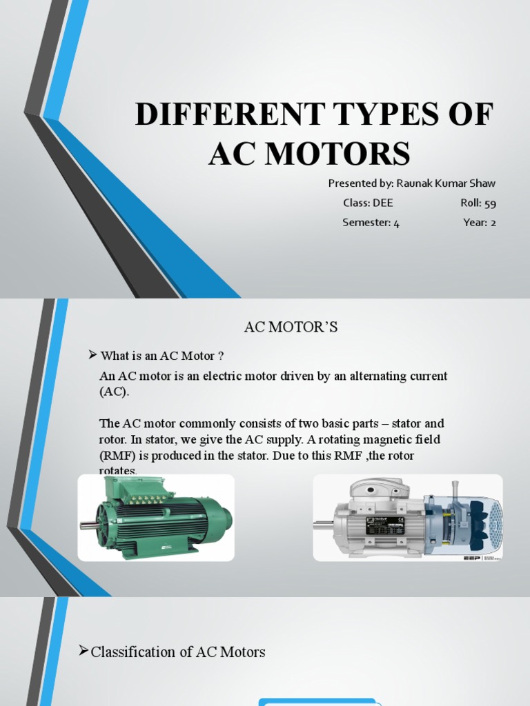 Different Types of Ac Motors | PDF | Electric Motor | Power (Physics)