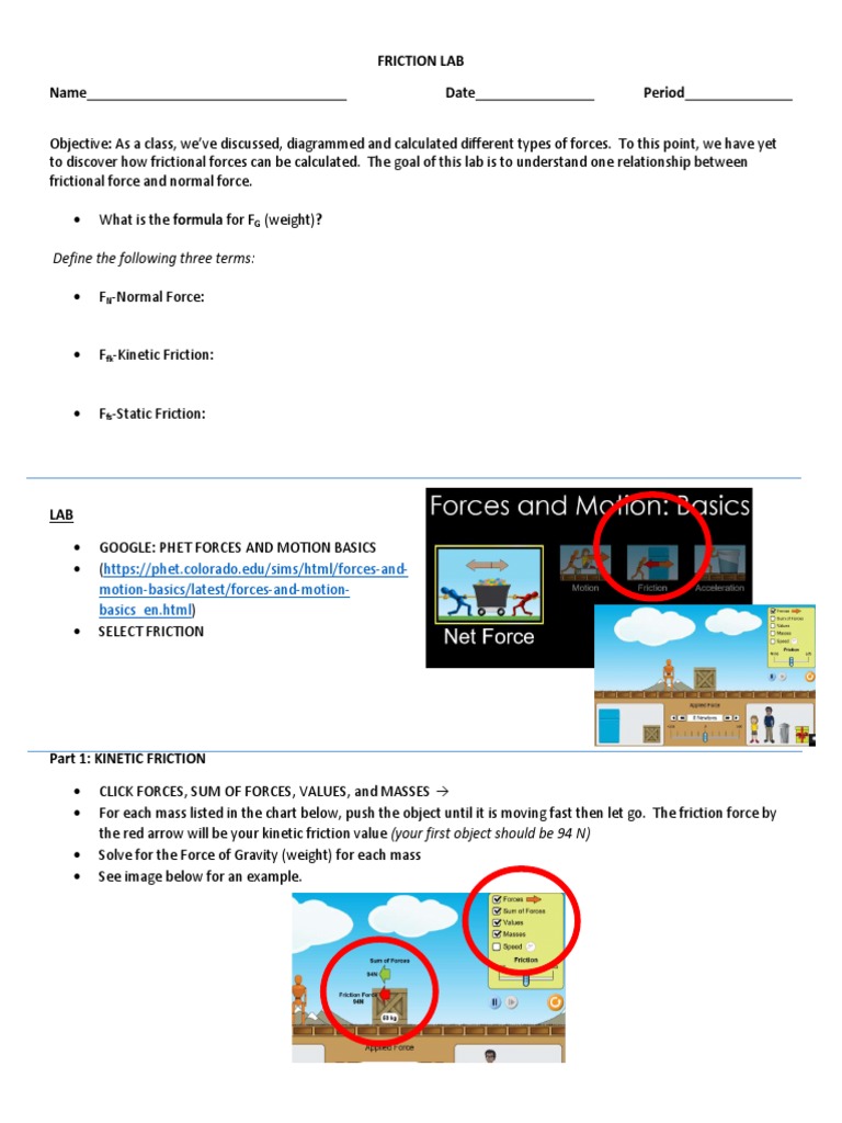 Friction Lab Phet Pdf Friction Force