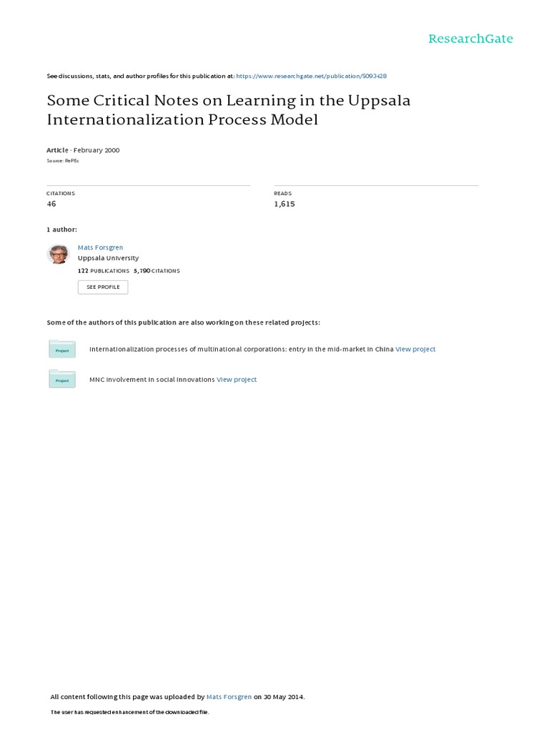 Uppsala Model: Learning Critique | PDF | Internationalization | Learning