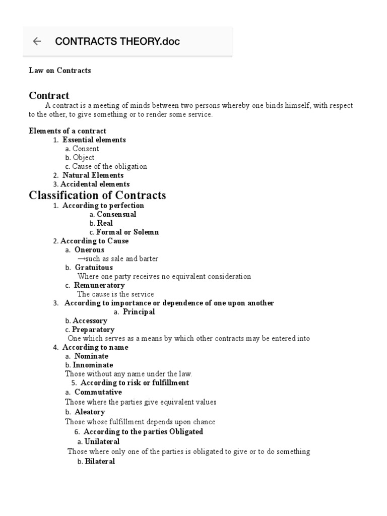 Contracts Theory | PDF | Offer And Acceptance | Annulment