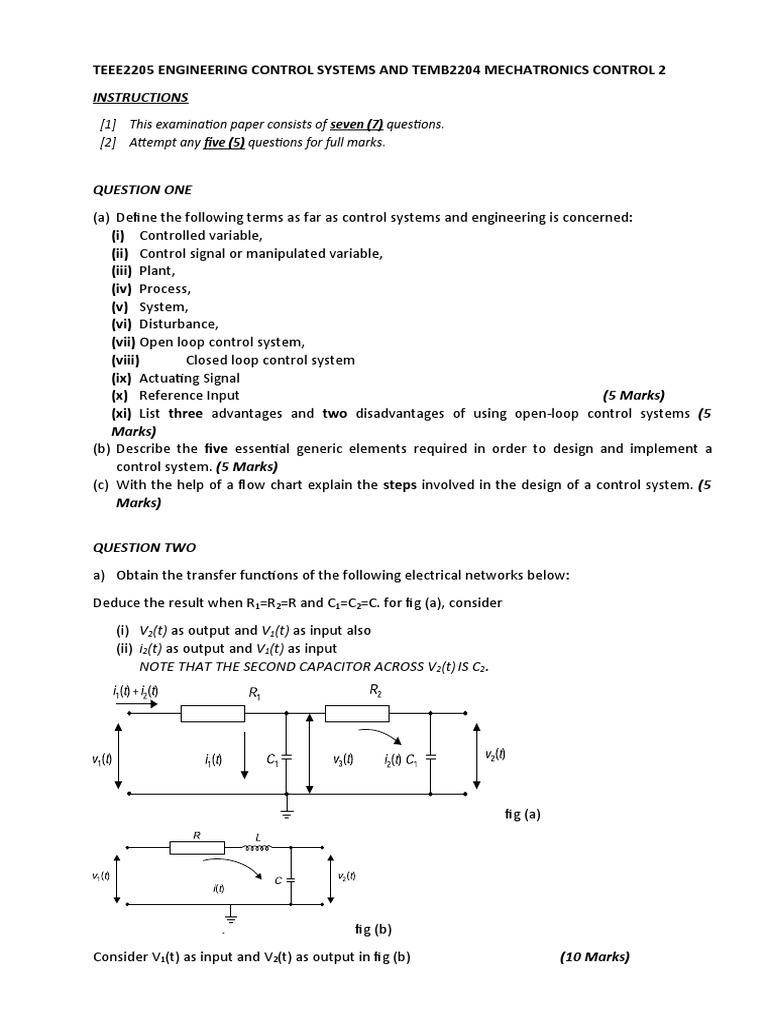 Control Systems and Mechatronics Exam | Download Free PDF | Control ...