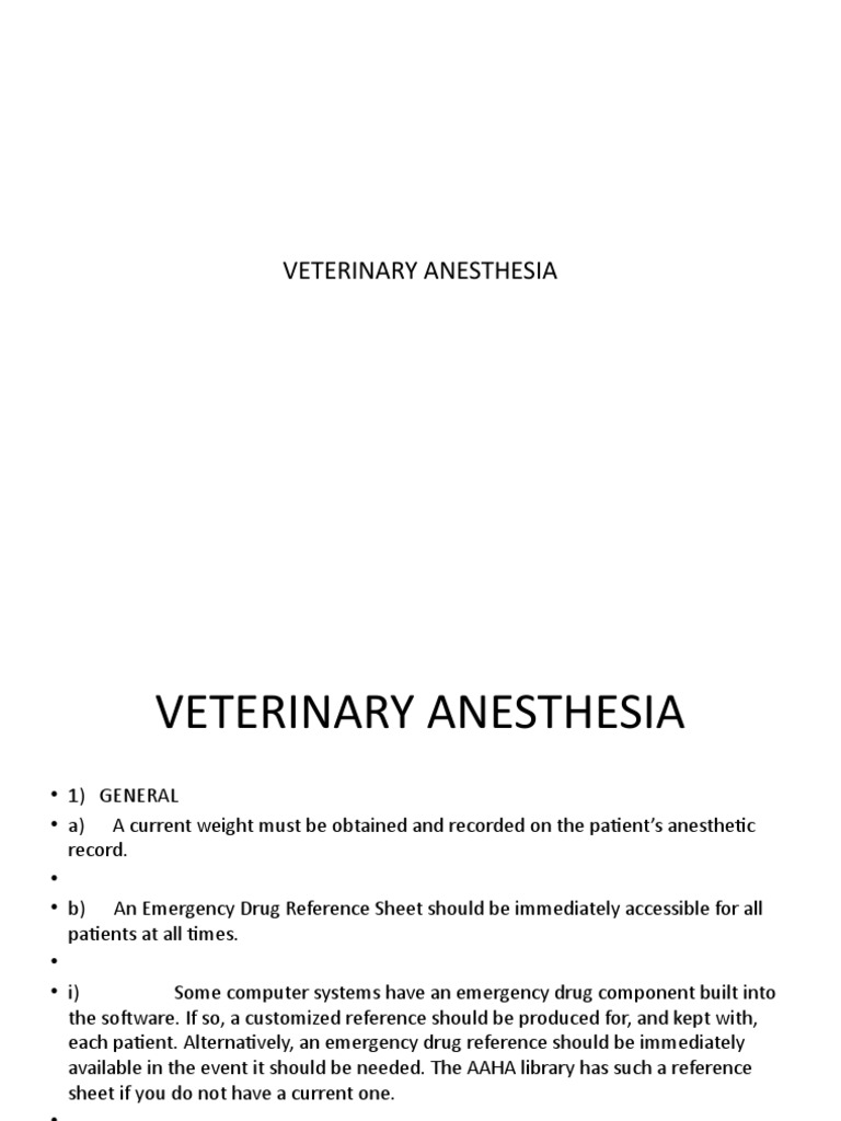 Veterinary Anesthesia | PDF | Anesthesia | Medicine