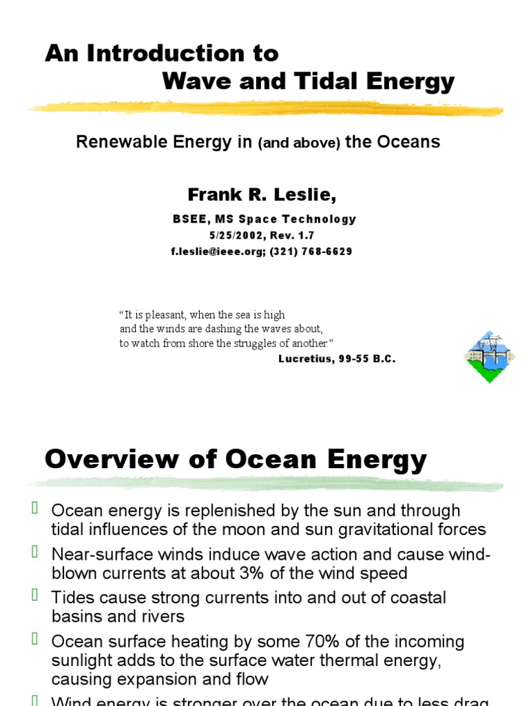 An Introduction To Wave and Tidal Energy: Renewable Energy in The ...
