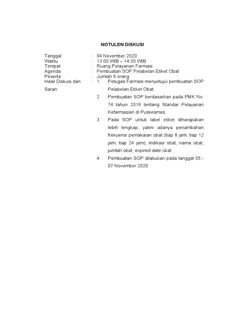 SOP Pelabelan Etiket Obat Puskesmas | PDF | Pengembangan Diri