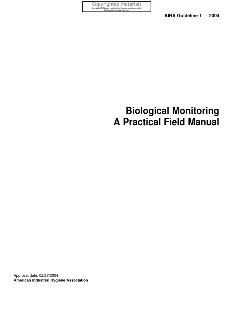 Biological Monitoring - A Practical Field Manual | PDF | Occupational ...
