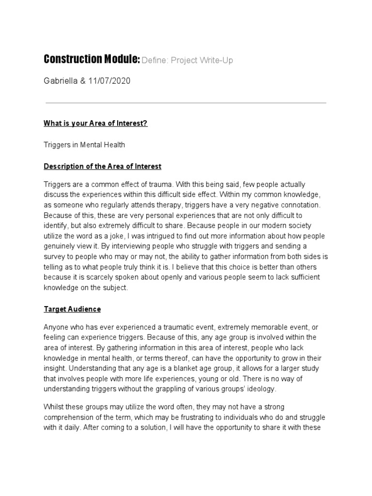 Project Write-Up Template | PDF | Psychological Trauma | Experience