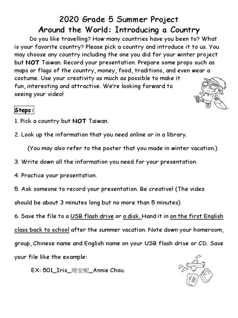 2020 - Grade 5 - Summer Project Instruction PDF (186.37KB) | PDF ...