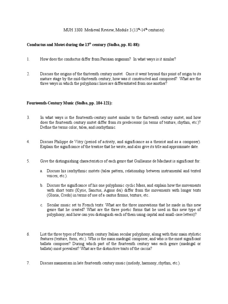 Conductus and Motet During The 13 Century (Stolba, Pp. 81-88) | PDF ...